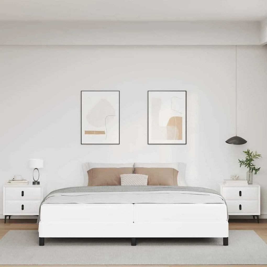 Rám postele s matrací Úplně bílá 200 x 200 cm textil 3398649