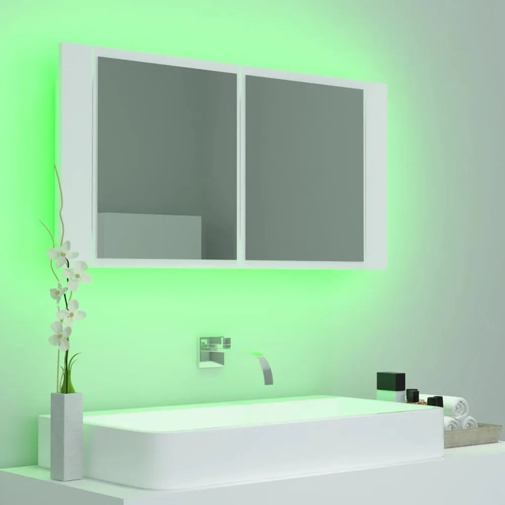 Petromila LED koupelnová skříňka se zrcadlem bílá 90 x 12 x 45 cm akryl