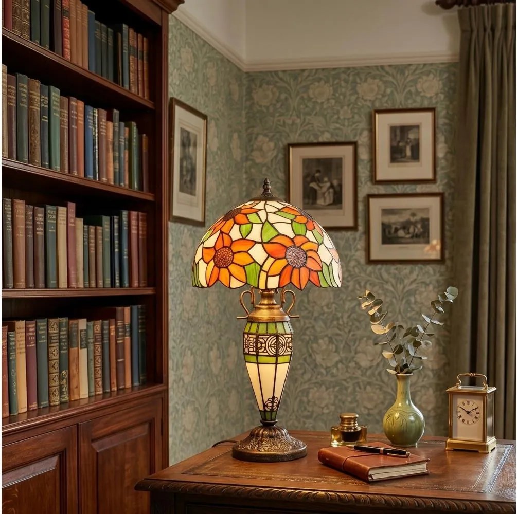 BRILAGI - Tiffany vitrážová stolní lampa SUNFLOWER 1xE27/60W/230V + 1xE14/40W