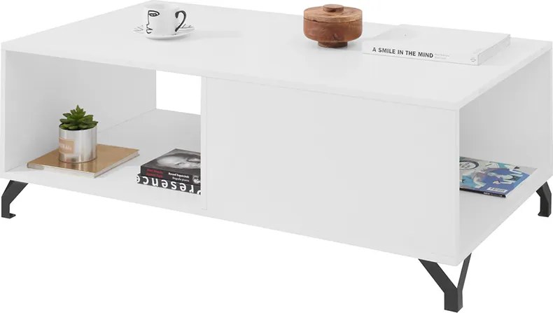 BERGEN | konferenční stolek BE10 | 120x65 cm | obdélníkový | bílá mat/bílá lesk