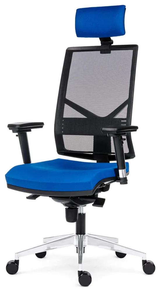 ANTARES kancelářská židle 1850 SYN Omnia ALU PDH, nosnost 130 kg, Mechanika: SL s posuvem sedáku, Hlavová opěrka: Ano, Područky: AR08C PU, Kříž: Leštěný hliník. Židle je v plné výbavě.