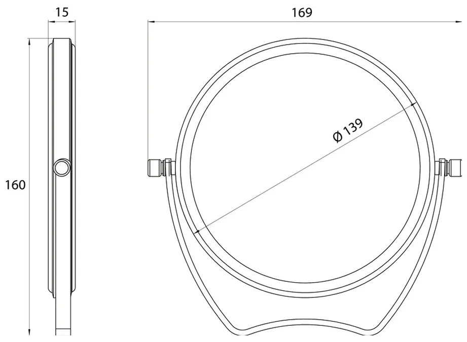 Emco Cosmetic mirrors Pure - Stojící kulaté cestovní zrcadlo, Ø 139 mm, 5 násobné zvětšování, chrom 109400125