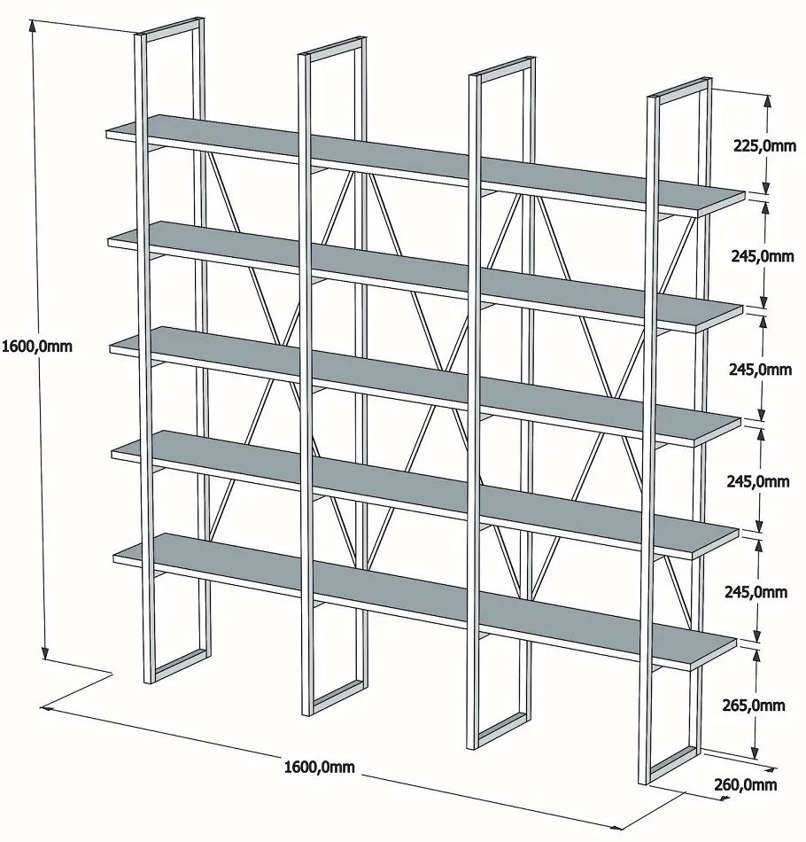 Designový regál Balandis 160 cm borovice