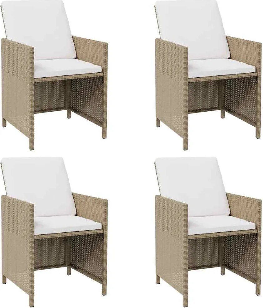 Zahradní židle s poduškami 4 ks polyratan béžové 316777