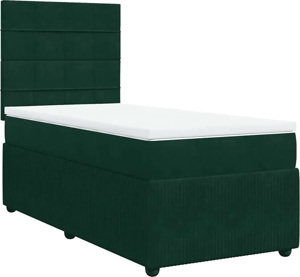 Box spring postel s matrací tmavě zelená 80 x 200 cm samet 3294493