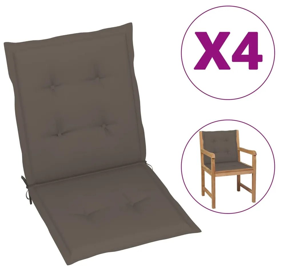 47563 vidaXL Podušky na zahradní židle 4 ks taupe 100 x 50 x 3 cm