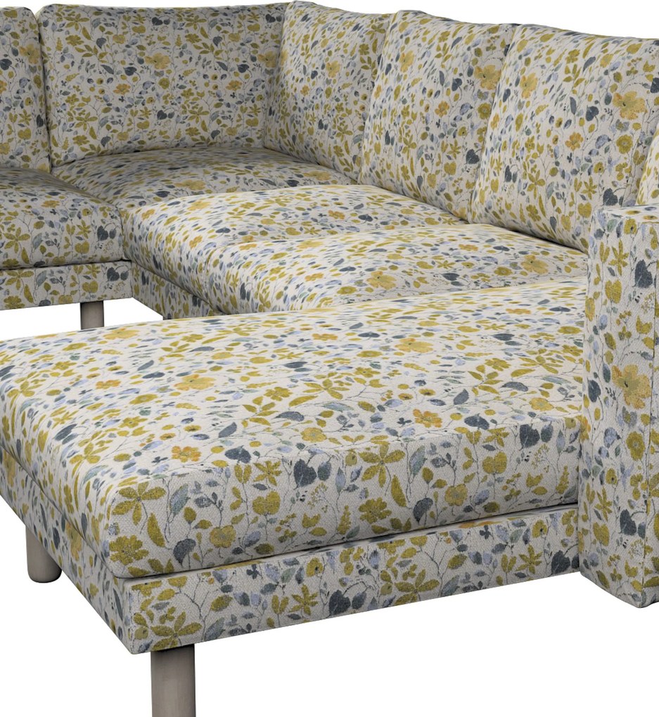 Potah na pohovku IKEA Norsborg rohová, 5-místná se šezlongem barva žlutá látka pletený vzor, vzorované