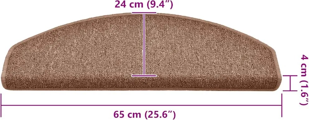 Schodové rohože 30 ks 65 x 24 x 4 cm hnědé, půlkulaté, velké 3365760