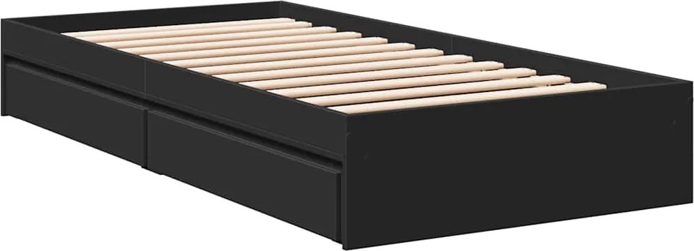 Rám postele se zásuvkami černý 75 x 190 cm kompozitní dřevo 3280714