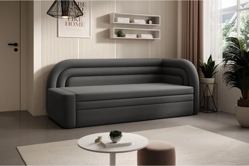 Taupe sametová rozkládací/s úložným prostorem pohovka pravý roh 223 cm Fabillo – ELTAP