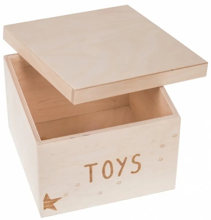 FK Dřevěný box na hračky - Toys gravír 20x20x15 cm, Přírodní