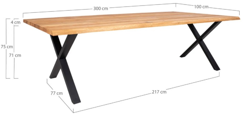 Designový jídelní stůl Jonathon 300 cm přírodní dub