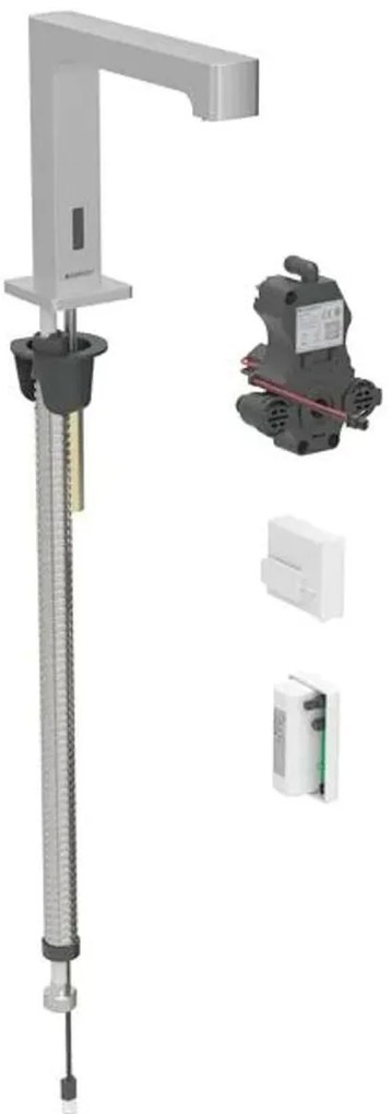 Geberit Brenta - Elektronický umyvadlový ventil, pro studenou vodu, napájení z generátoru, easy to clean, kartáčovaná nerez 116.195.SN.1