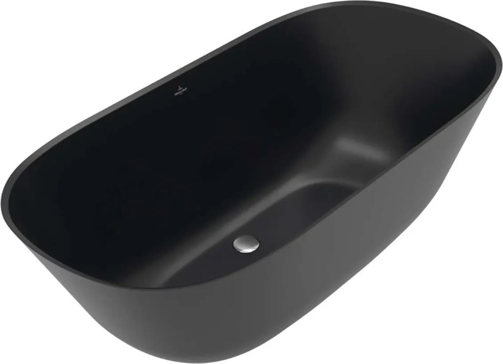 Villeroy & Boch Theano - Volně stojící vana, 175x80 cm, Quaryl, Pure Black UBQ175ANH7F200V-R7