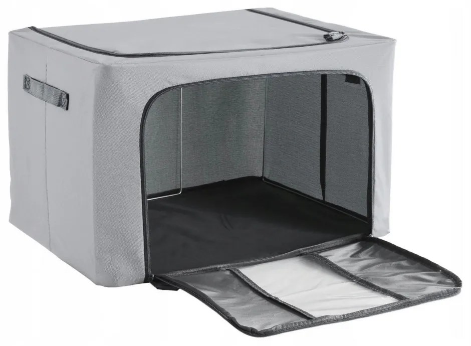 eCarla Textilní box pro uskladnění ložního prádla a oblečení, šedý LUFER 50x40x32
