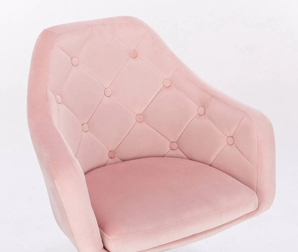 LuxuryForm DESIGN Otočné křeslo ANDORA VELUR na černé podstavě s kolečky - světle růžové