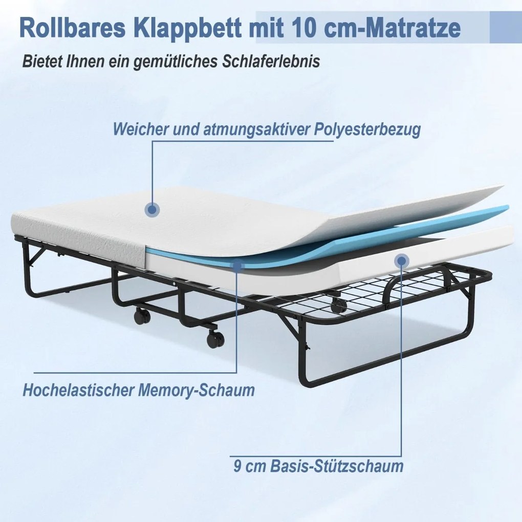 Costway Skládací postel s matrací z paměťové pěny a přenosnou rozkládací postelí