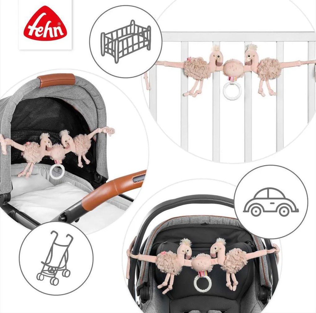 BABY FEHN Řetěz na kočárek plameňák, Pink Baby Fehn
