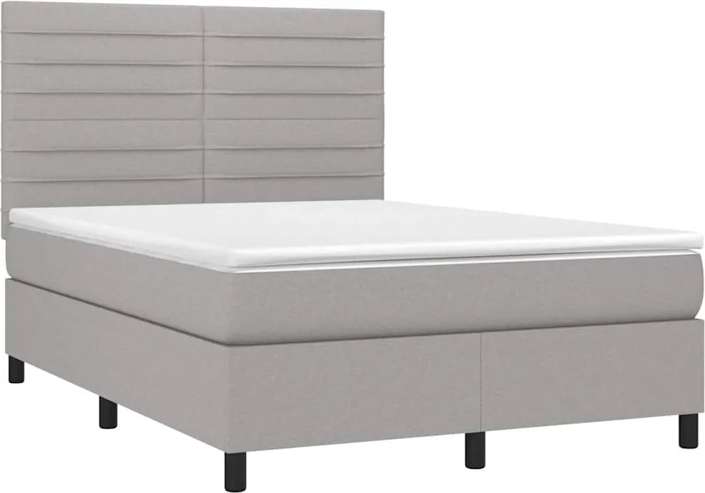 Box spring postel s matrací a LED světle šedá 140x190 cm textil 3134949