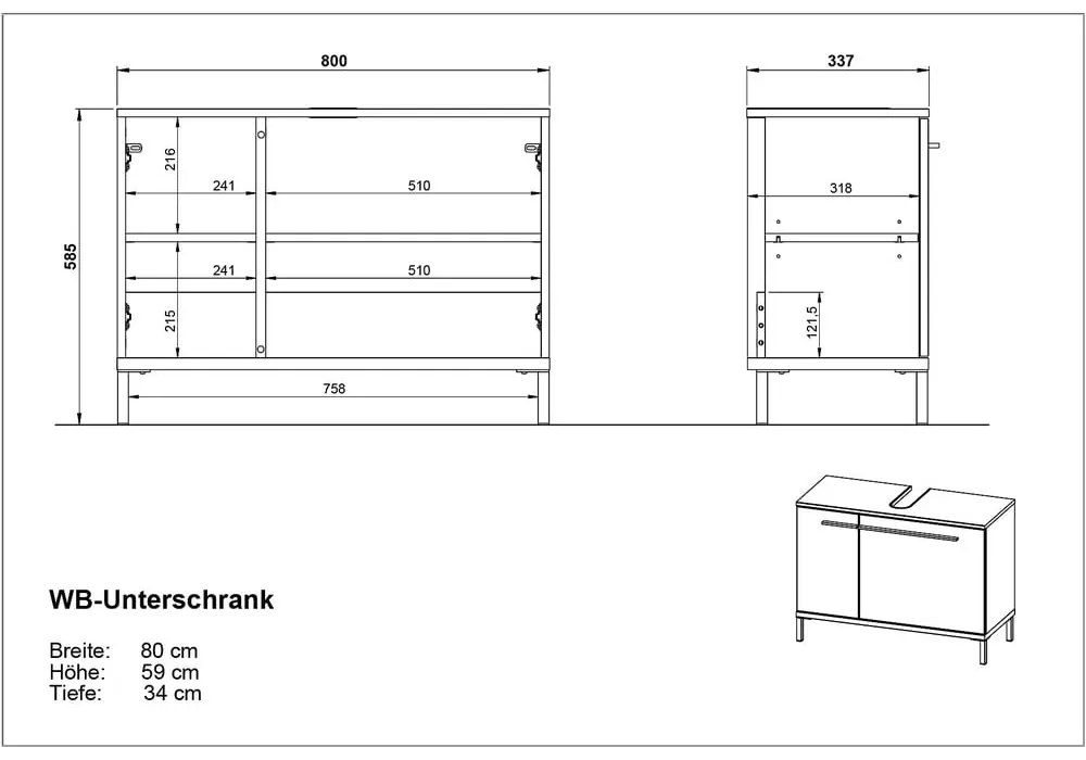 Tmavě šedá skříňka pod umyvadlo v dekoru dubu 80x59 cm Yonkers - Germania