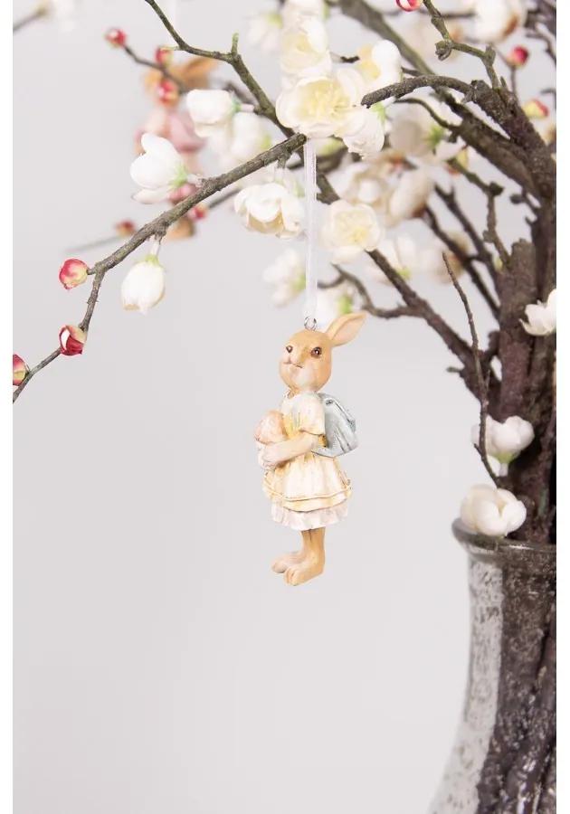 Závěsná dekorace králičí slečna v sukni a brašnou - 4*4*11 cm