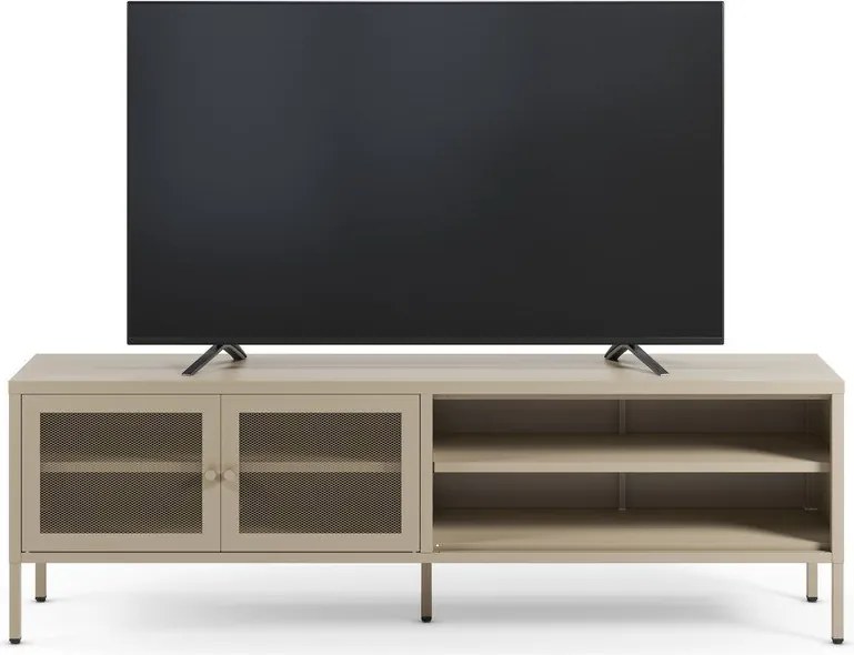 Krémový kovový TV stolek 160x50x35 cm Fayna – Marckeric