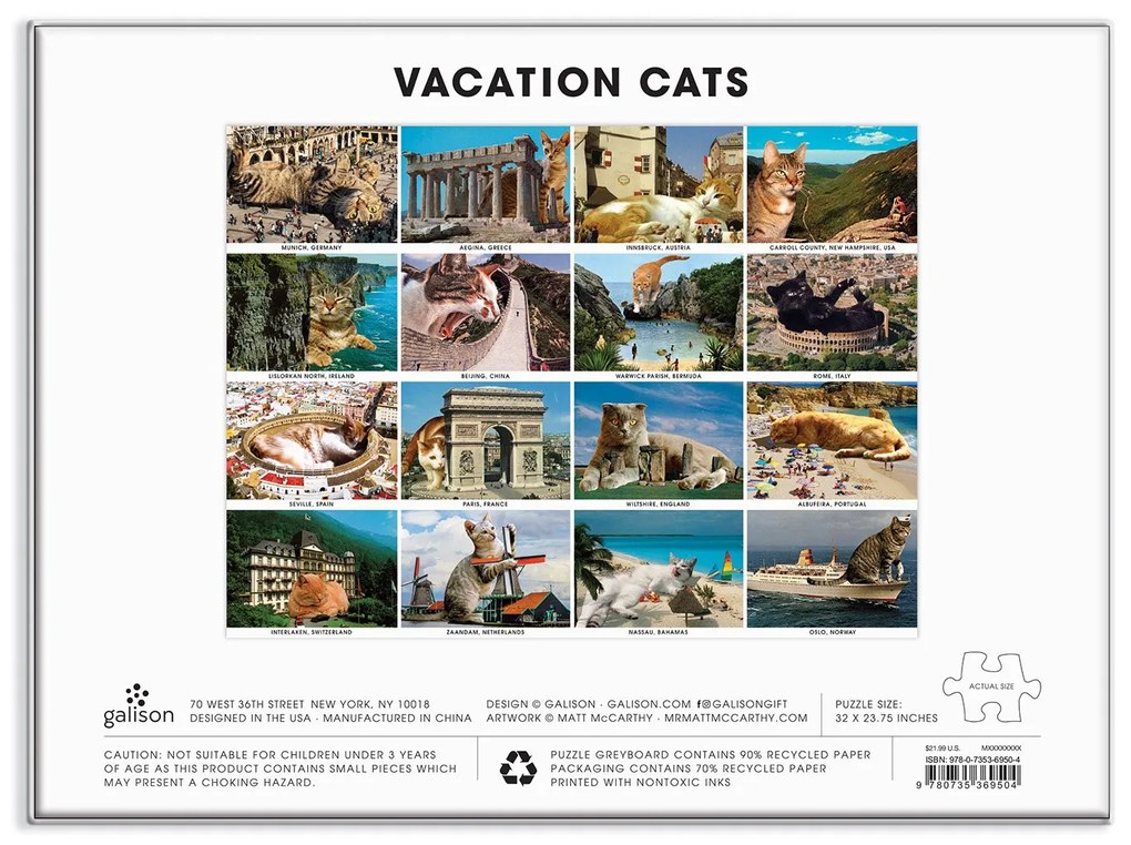 Galison Puzzle Kočky na prázdninách 1500 dílků