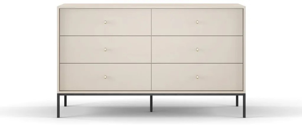 Komoda Mono II 154 cm se zásuvkami béžová/černá