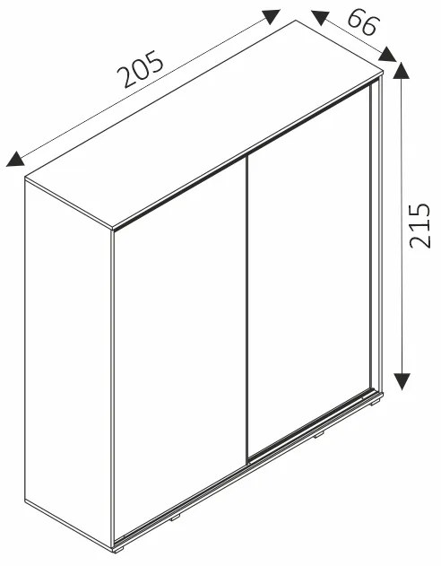 MARIDEX SKŘÍNĚ Šatní skříň - PENELOPA 205 se zrcadlem, matná bílá