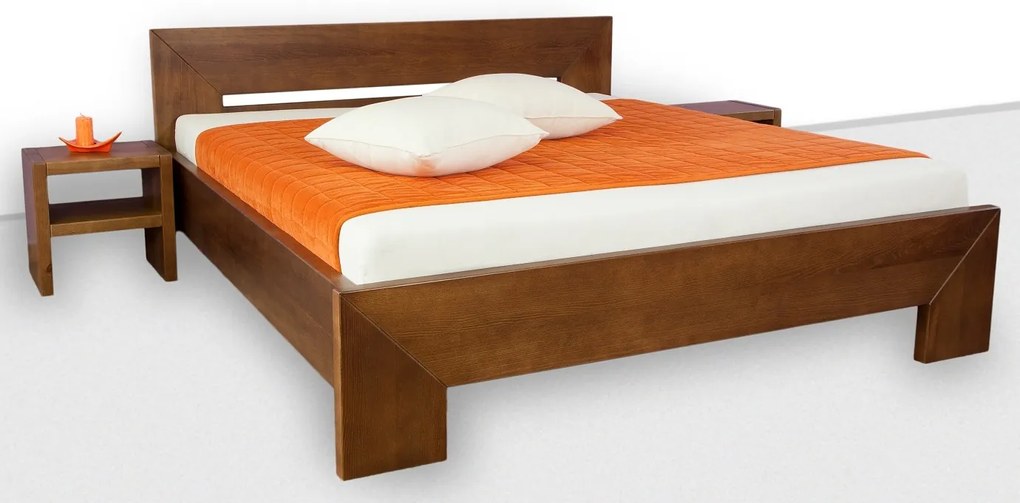 Krajča Manželská postel z masivu Laura 160 x 200 cm Povrchová úprava: Barevný lak RAL, Druh dřeva: Jasan