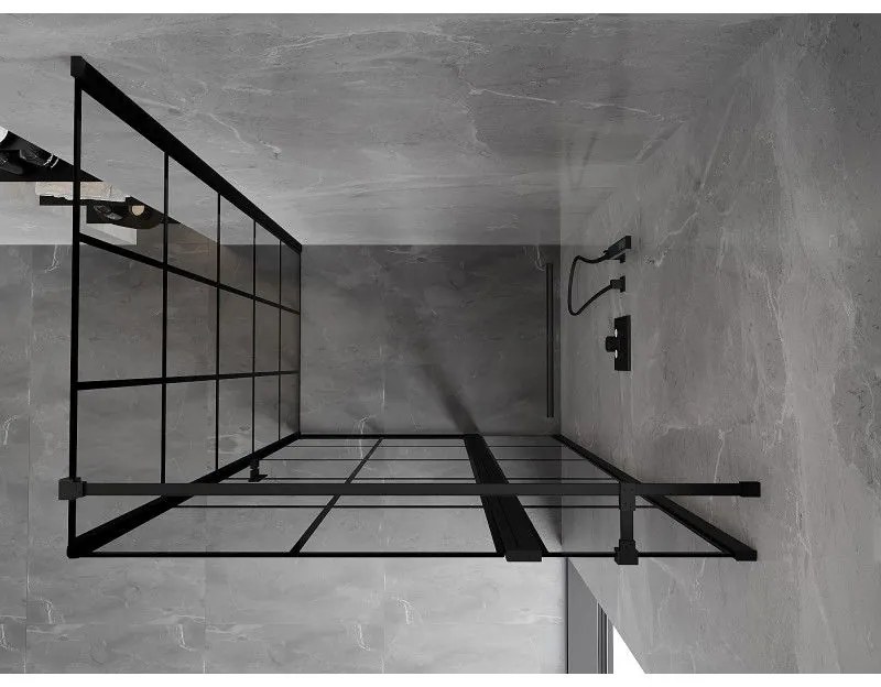Mexen, Mexen Mist T pravostranný výklopný sprchový kout 100 x 90 cm, černá mřížka - 8A4T-100-090-70-77-P