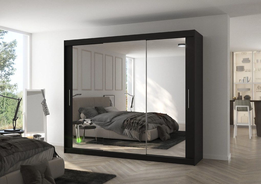 ADRK Furniture Skříň s posuvnými dveřmi a zrcadlem CHESTER 250 ADRK-SW-CHE-B-250