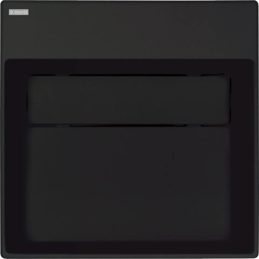 Deante Correo, granitové umyvadlo na desku s poličkou pod baterii a krycí deskou 400x400x130 mm, černá, CQR_NU4M