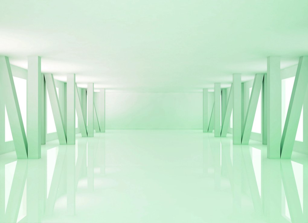 Malvis ® 3D tapeta Místnost zelená Vel. (šířka x výška): 288 x 200 cm