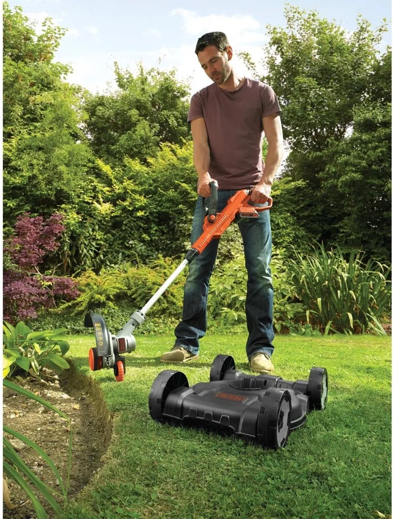 Aku strunová sekačka 3-v-1 Black+Decker STC1820CM-QW, 18V/2,0Ah, s kolovým podvozkem CM100