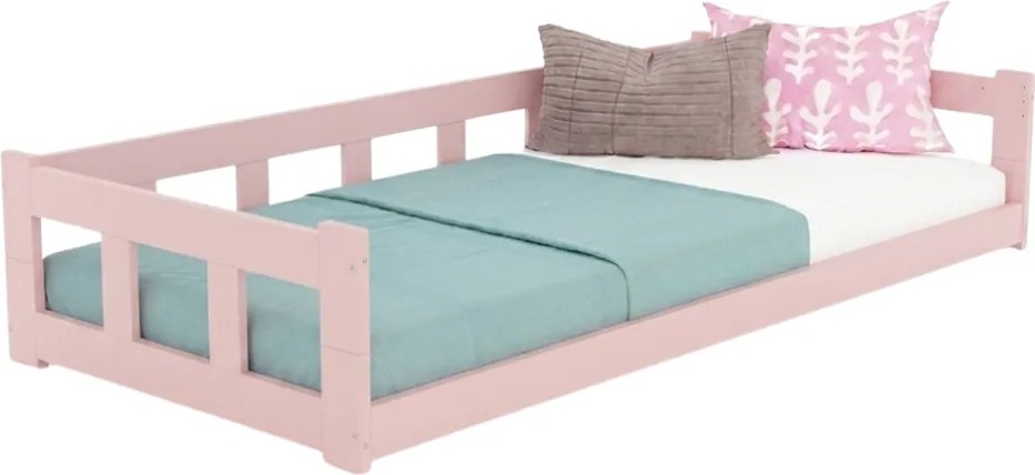 Benlemi Nízké postele FENCE 4v1 s otevřeným vstupem pro dvě děti Zvolte barvu: Světle šedá, Zvolte rozměr: 90x190 cm
