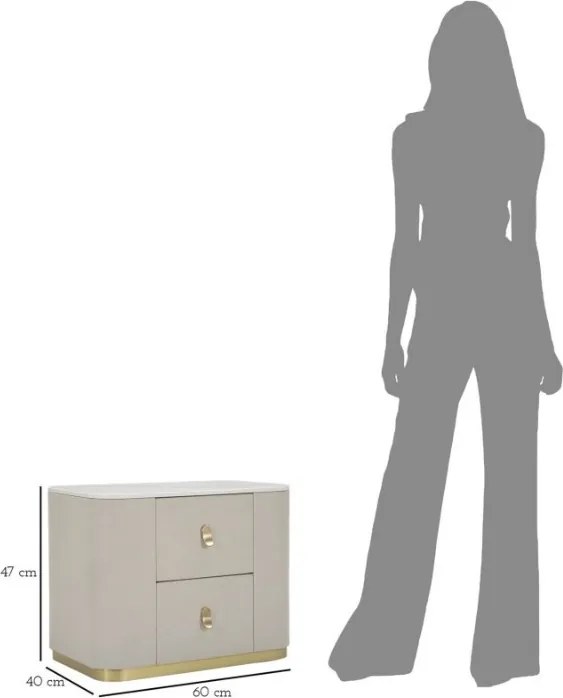 Designový noční stolek Ondelette 60 cm krémový