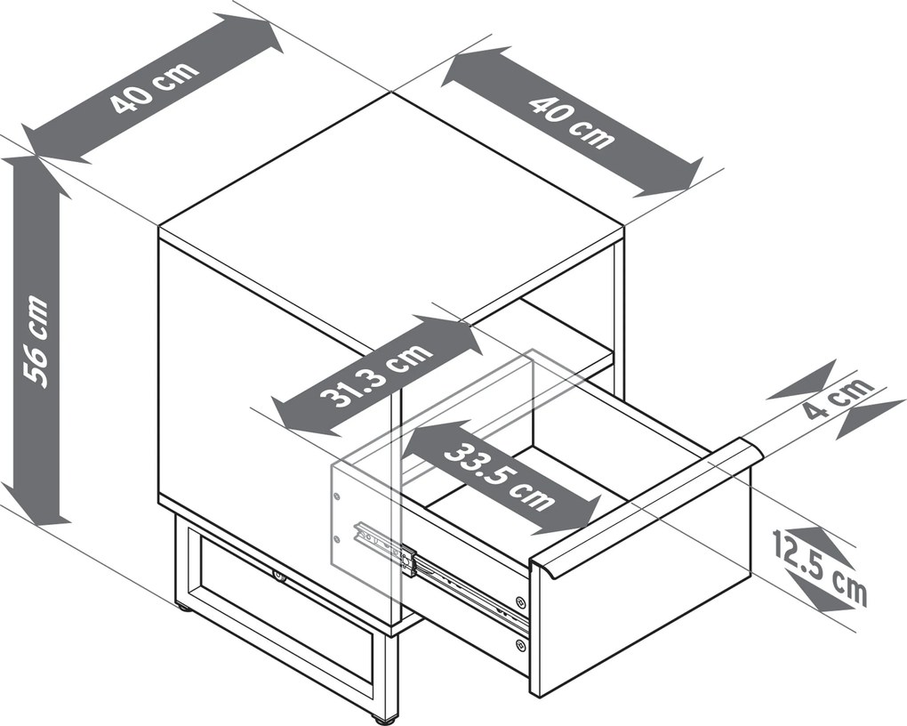 Tchibo - Noční stolek »Leeg« s 1 zásuvkou - barva: šedá