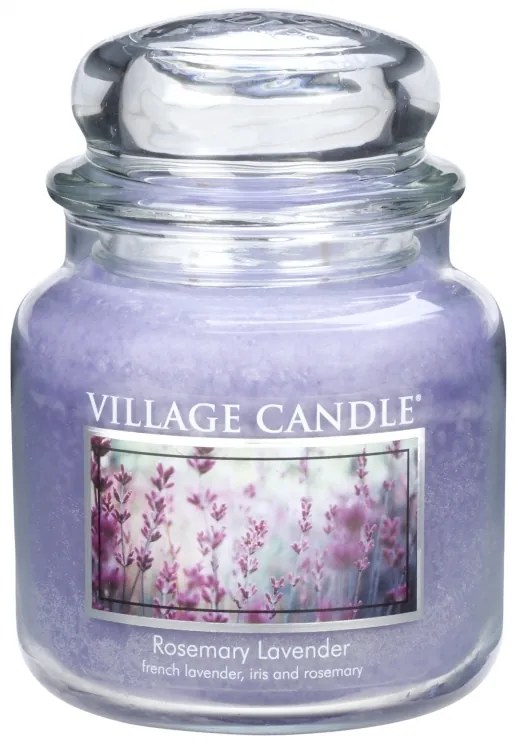 Village Candle Vonná svíčka ve skle, Rozmarýn Levandule - Rosemary Lavender, 16oz Premium