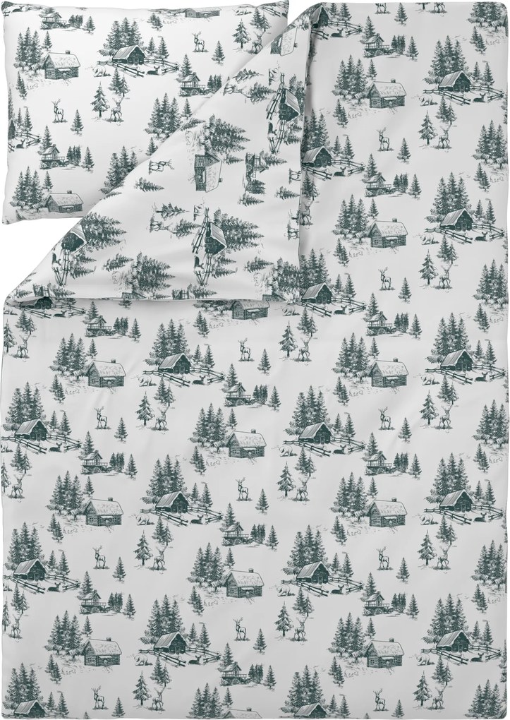 Livarno® Ložní povlečení z jemného flanelu, 140 x 200 cm, 70 x 90 cm (jedle/bílá/zelená)