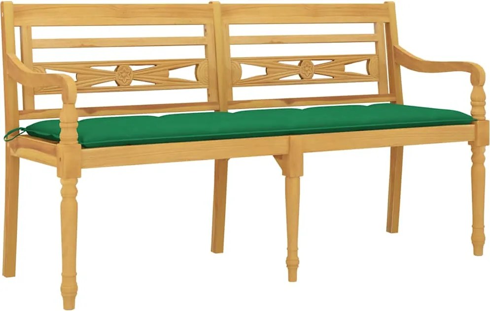 Lavice Batavia s Zelená poduškou 150 cm masivní teakové dřevo 3100846