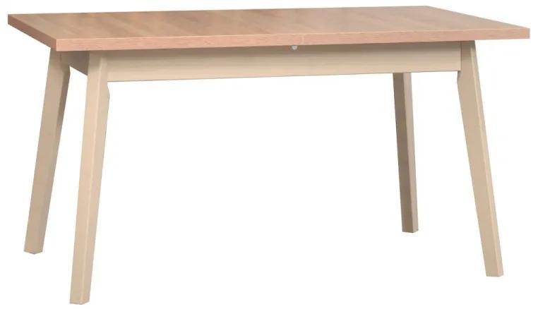 Jídelní stůl OSLO 5 deska stolu wotan, podstava stolu černá, nohy stolu bílá