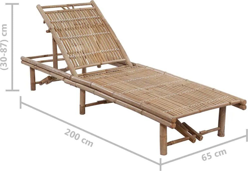 Zahradní lehátko s poduškou bambus 3061638