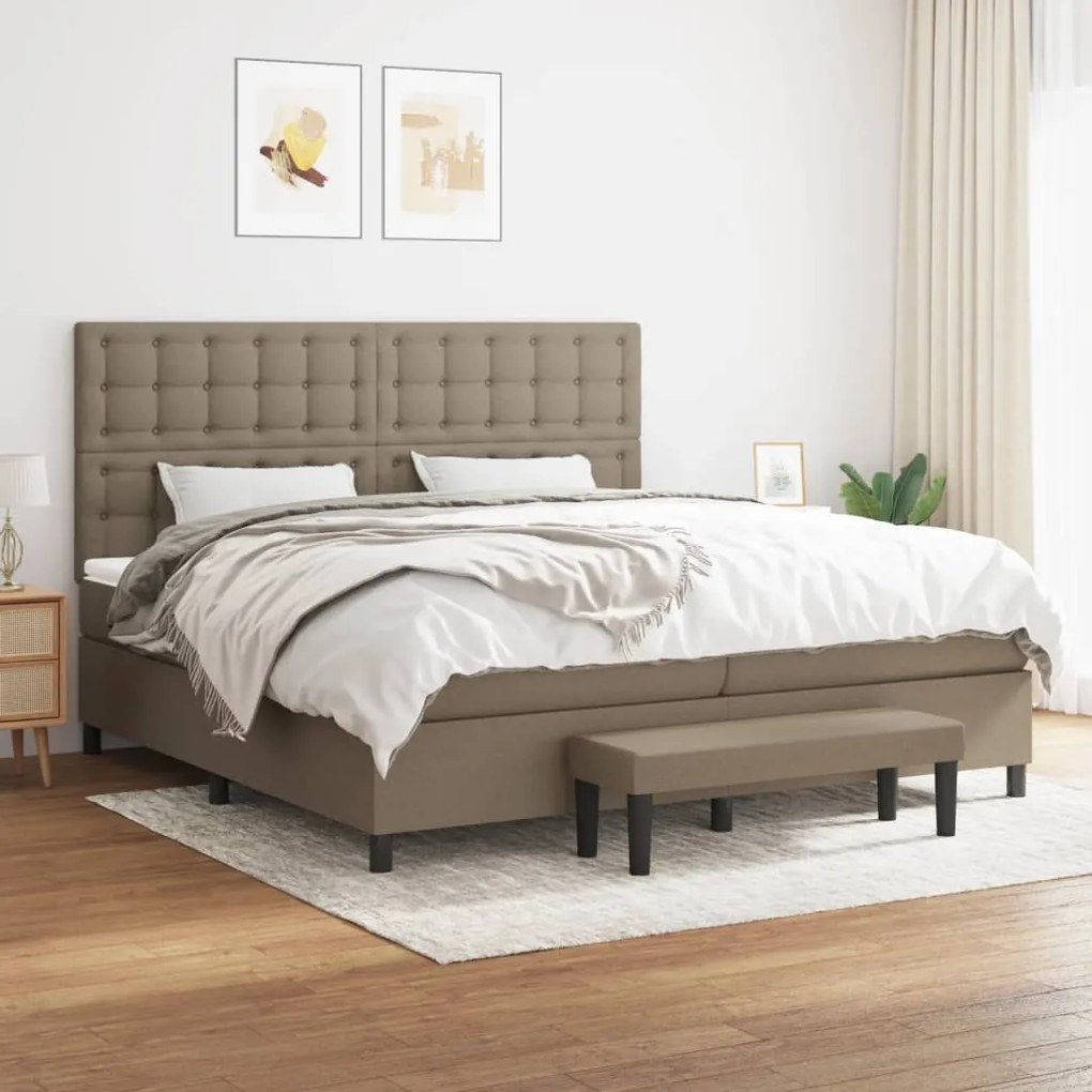 Box spring postel s matrací taupe 200x200 cm textil 3136945