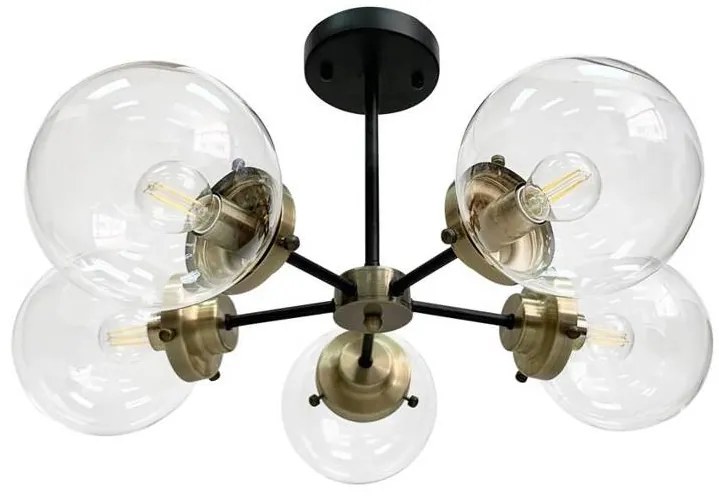 Černo-patinové stropní svítidlo Lens pro žárovku 5x E14  - Candellux
