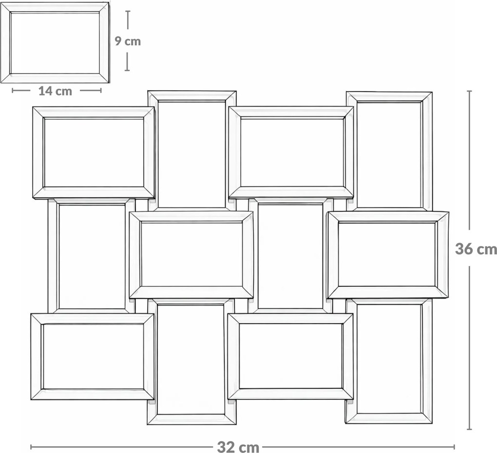 Multirám na 12 fotek FINES, fotorámeček koláž 45 x 59 cm
