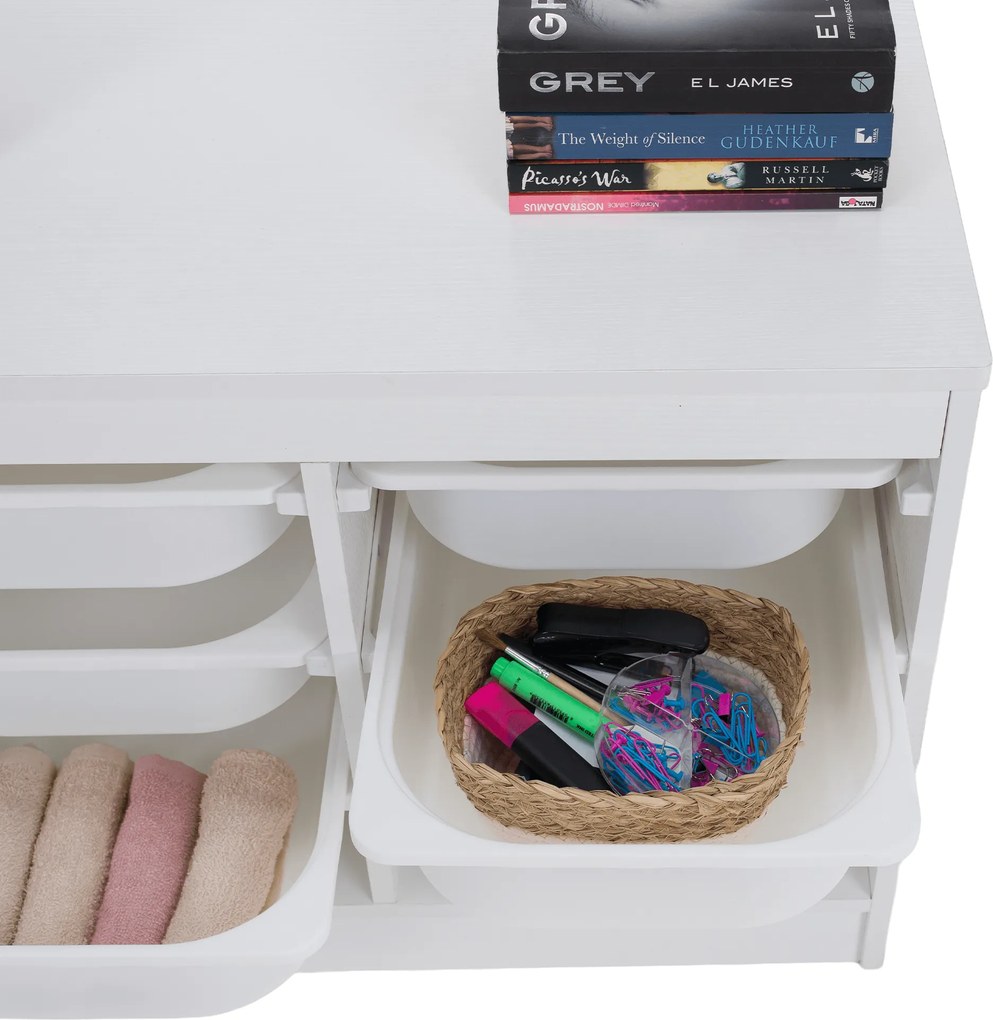 Organizér s úložnými boxy, bílá, TRIMAL