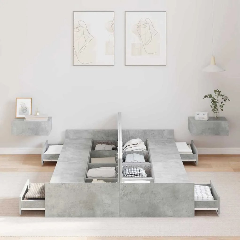 Rám postele s úložným prostorem Betonově šedá 120 x 190 cm 3335328