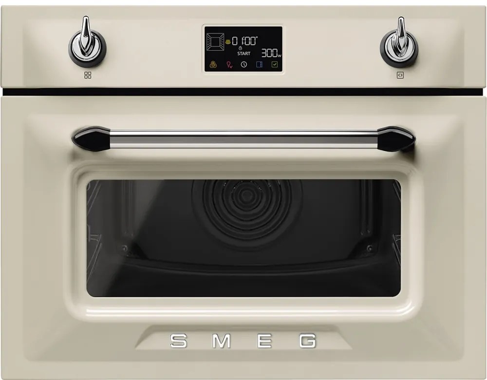 Smeg Kompaktní vestavná mikrovlnná trouba Victoria, SO4902M1, 45 cm, krémová SO4902M1P