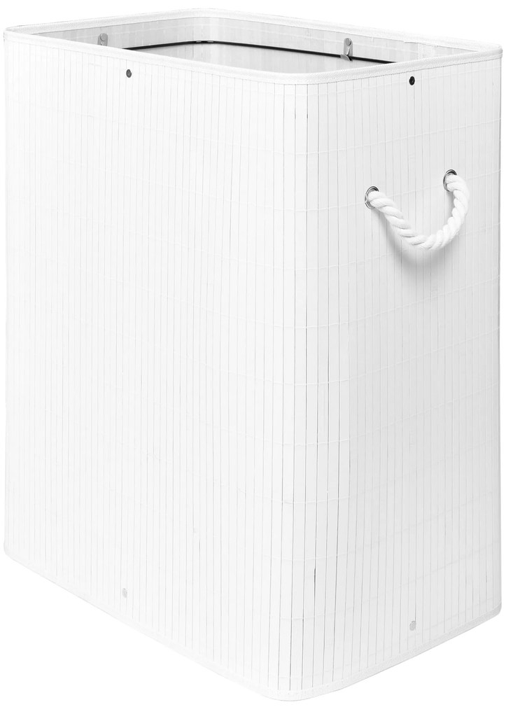 ViaDomo Via Domo - Bambusový koš na prádlo Lumina, 2-komorový - bílá - 52x60x32 cm